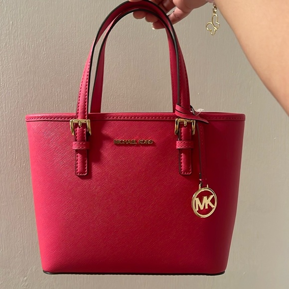 Michael Kors | Bags | New Michael Kors Jet Set Travel Extra Small Saffiano Leather Topzip Tote ...